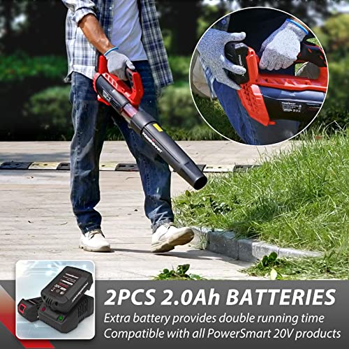 PowerSmart 20V Cordless Leaf Blower with Two 2.0 Battery, Variable Speed Control