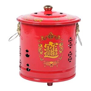 enamel fire cage burn barrel incinerator cage can: stainless steel incinerator fire bin 28cm ancestor money burning pot sacrificial ash bucket for home office outdoor garden fire pit bucket