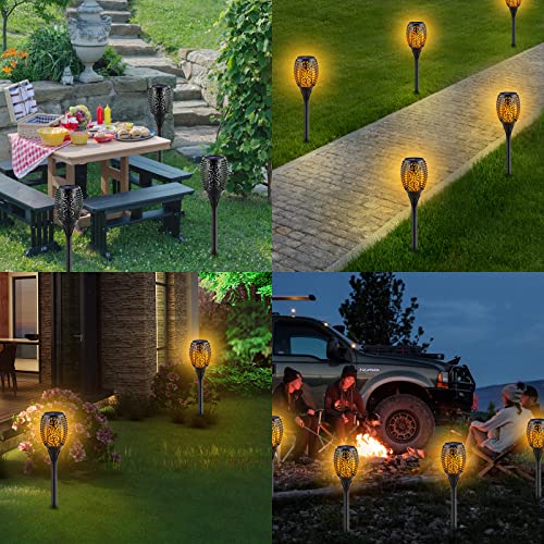 6 Packs Solar Torch Light with Flickering Flame, IP65 Waterproof 33 LED Solar Outdoor Lights Landscape Decoration Dusk to Dawn Auto On/Off Security Torch for Yard, Villa, Garden, Park, Aisle, Lawn