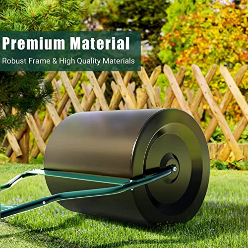 Arnot Lawn Roller, Heavy-Duty Push/Tow Behind Water/Sand Filled Roller for Park, Garden, Yard, Ball Field, 16x20-Inch, 60L/ 16 Gallons, Black