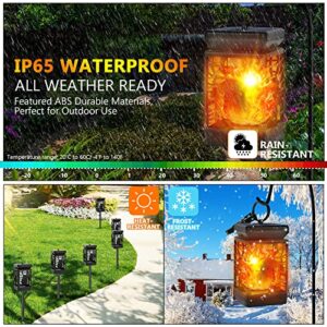 4 Pack Solar Outdoor Lights, AOUNQ 2 in 1 Flickering Flame Solar Hanging Lanterns Outdoor Christmas Decorations, Solar Christmas Lights Outdoor Waterproof LED Flame Lights for Garden Patio Yard Decor