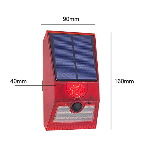 Aolyty Solar Warning Lights with 100DB Alarm Sound, 6 Modes Solar Motion Sensor Wall Light Waterproof Security Flashing Lamp for Home Garden Warehouse Pasture Farm Barn Factory Orchard (Red)