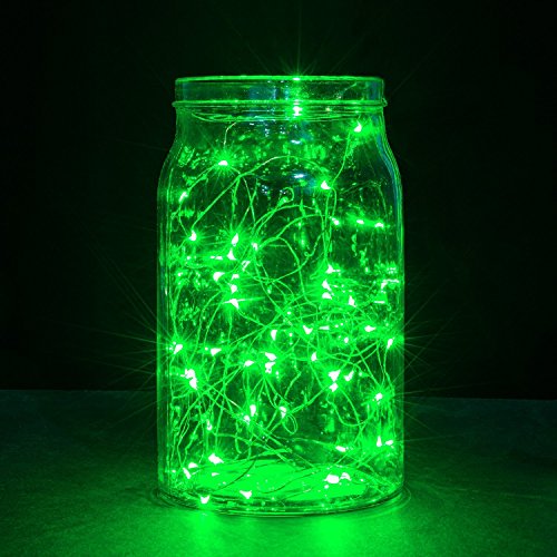 ErChen Solar Powered Copper Wire Led String Lights, 33FT 100 LEDs Waterproof 8 Modes Decorative Fairy Lights for Outdoor Christmas Garden Patio Yard (Green)