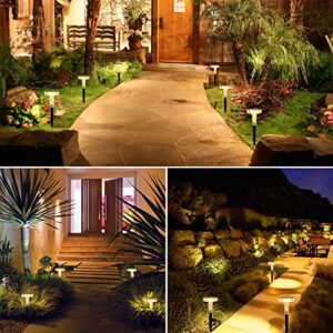 GreenClick Solar Pathway Lights, 2 Pack Bright Solar Lights Outdoor Waterproof IP65 Auto On/Off Solar Outdoor Lights Solar Powered Landscape Lights Decorative for Path Garden Driveway Yard(Warm White)