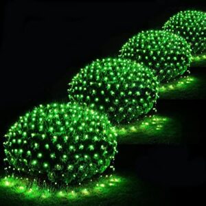 pooqla 21ft x 5ft net lights, 360 led st patricks day decoration lights outdoor green lights large mesh string lights 8 modes for bushes yard garden party christmas st. patrick’s decor