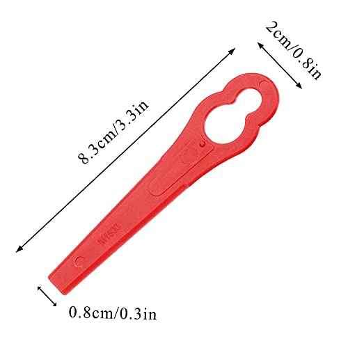 Aoerway Grass Blades Replacement Pack of 100 Plastic Red Strimmer Blades 83mm for Lawn Mower Home Garden Tool