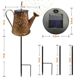 Solar Outdoor Lights Garden Decor, Waterproof Watering Can Landscape Lights with Led, Retro Metal Kettle String Lights for Yard Lawn Patio Pathway Courtyard Party Decorations Gardening Gifts