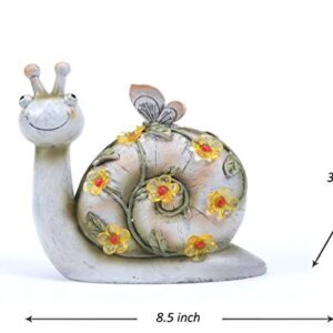 WSgift Resin Snail Figurine Lights Solar Powered Outdoor Statue Lights for Patio Lawn Garden Yard Decorations, L8.5 x W3.5X H8.5 Inch