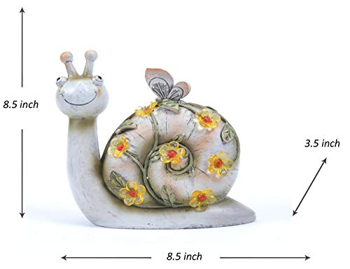 WSgift Resin Snail Figurine Lights Solar Powered Outdoor Statue Lights for Patio Lawn Garden Yard Decorations, L8.5 x W3.5X H8.5 Inch