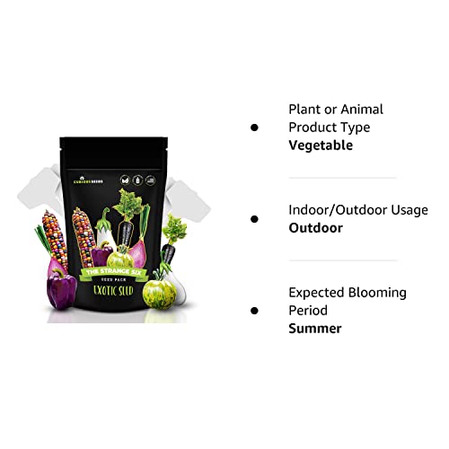 Exotic Vegetable Seeds Variety Pack - 6 Curious Garden Varieties to Grow, Non GMO, Open Pollinated, Heirloom, and Untreated for Planting, Unique Gardening Gift for Indoors and Outdoors