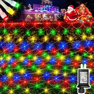 12ft x 5ft christmas net lights, 360 led net lights with 8 modes, connecable, timer, waterproof christmas lights outdoor bush mesh lights for home garden wedding yard xmas decorations – multicolor