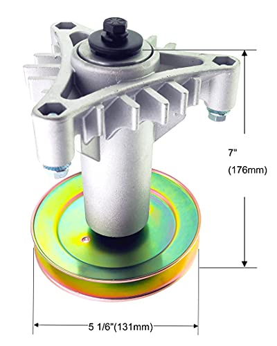 q&p 2 Pieces Spindle Assembly with Pulley Bracket Replace 28285, 130794, 133172, 137641, 137645, 532128285, 532130794, 532133172, 532137645+ Replaces Pulley 153535 Surface with Yellow Zinc