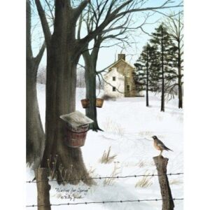 for canvas picture print waiting for spring 12″ x 16″ robin farm area home & garden