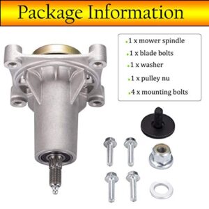 Spindle Assembly for Craftsman/Hus/Ariens/Poulan, Mandrel Assembly for 42" 46" 48" 54" Mower Deck, Come with All Mounting Hardware Including Threaded Bolt and Grease Fitting, Replace 187292 192870