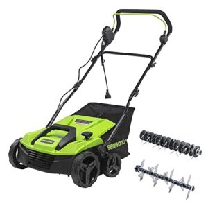 greenworks 13 amp 14-inch corded dethatcher / scarifier, dt13b00