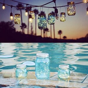 WERTIOO 4 Pack Solar Mason Jars Lights, 30 LEDs Hanging Solar Lanterns Garden Decor Outdoor Lights Warm White Table Decor Fairy Lights for Balcony Patio Porch Christmas Party