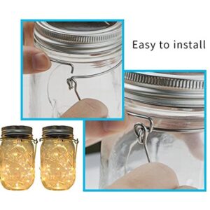 WERTIOO 4 Pack Solar Mason Jars Lights, 30 LEDs Hanging Solar Lanterns Garden Decor Outdoor Lights Warm White Table Decor Fairy Lights for Balcony Patio Porch Christmas Party