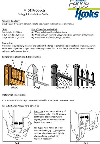 MIDE Products 23SET-T Fence Hooks, Fits 1-3/4 Inch to 2-1/8 inch Railing, Tan/Beige