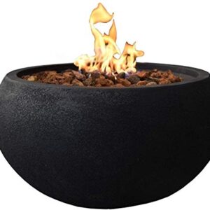 MODENO Outdoor Fire Pit Propane Garden Fire Bowl, 40,000 BTU CSA Certified Firepit，Auto-Ignition System Fireplace, Lava Rock&PVC Cover Included (27 x 27 x 14'', Black)