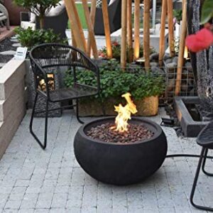 MODENO Outdoor Fire Pit Propane Garden Fire Bowl, 40,000 BTU CSA Certified Firepit，Auto-Ignition System Fireplace, Lava Rock&PVC Cover Included (27 x 27 x 14'', Black)