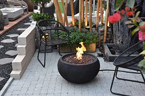 MODENO Outdoor Fire Pit Propane Garden Fire Bowl, 40,000 BTU CSA Certified Firepit，Auto-Ignition System Fireplace, Lava Rock&PVC Cover Included (27 x 27 x 14'', Black)