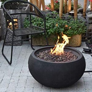 MODENO Outdoor Fire Pit Propane Garden Fire Bowl, 40,000 BTU CSA Certified Firepit，Auto-Ignition System Fireplace, Lava Rock&PVC Cover Included (27 x 27 x 14'', Black)