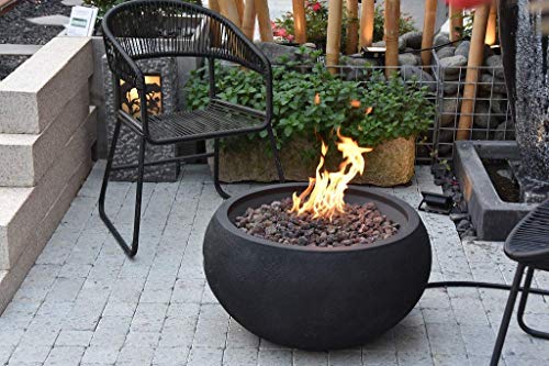 MODENO Outdoor Fire Pit Propane Garden Fire Bowl, 40,000 BTU CSA Certified Firepit，Auto-Ignition System Fireplace, Lava Rock&PVC Cover Included (27 x 27 x 14'', Black)