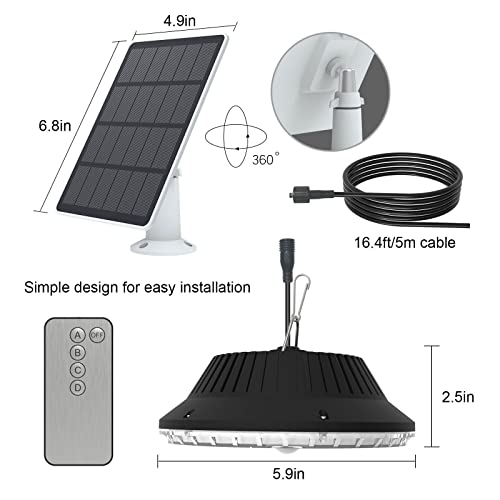 YOYOJAMES Solar Shed Light Pendant Light - Indoor&Outdoor IP55 Waterproof 360°LightingSolar Indoor Lights with Remote Control Motion Sensor/Timer/5 Modes/Garden/Home Shed Garage