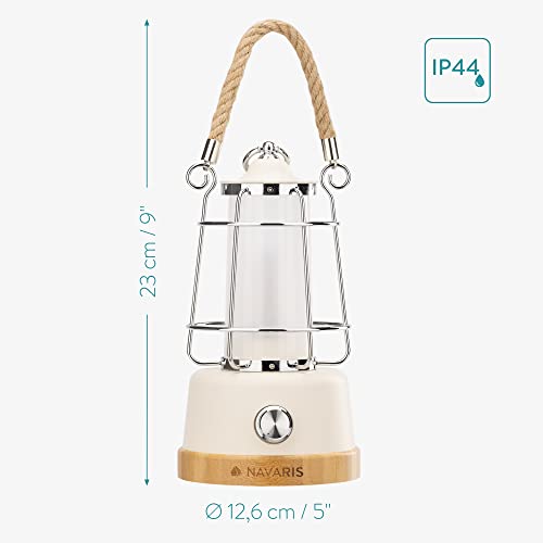 Navaris Camping Lantern with Rechargeable Battery - Portable Garden Lantern for Outdoor and Indoor Use with Power Bank for Charging Phones - White