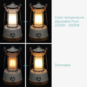 Navaris Camping Lantern with Rechargeable Battery - Portable Garden Lantern for Outdoor and Indoor Use with Power Bank for Charging Phones - White