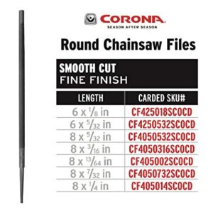 Corona CF4050732SC0CD Round Chainsaw Smooth Cut File Carded, 8-Inch by 7/32-Inch