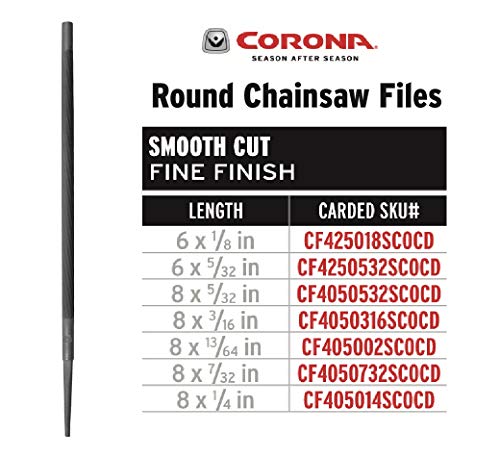 Corona CF4050732SC0CD Round Chainsaw Smooth Cut File Carded, 8-Inch by 7/32-Inch