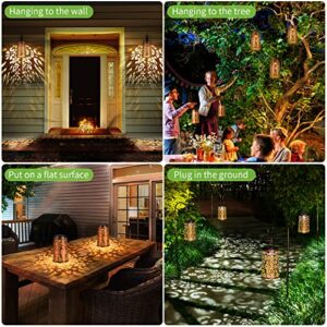 Solar Lantern - Hanging Solar Lights Outdoor Waterproof, Metal Lantern Decorative Solar Powered Patio Decor for Garden Yard Backyard Porch Table Pathway Tree Lighting, Cool/Warm Light, 2 Pack