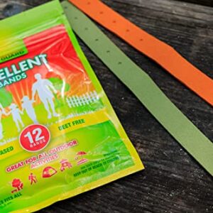 Mosquito Guard Repellent Bands / Bracelets (12 Pack) Made with Natural Plant Based Ingredients - Citronella, Lemongrass Oil. DEET Free