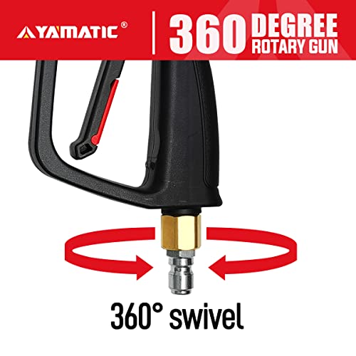 YAMATIC Pressure Washer Gun with 3/8" Swivel Quick Connector & M22-14mm Fitting, Flexible Extension Wand Replacement for Most Power Washer, 40 Inch, 4000 PSI