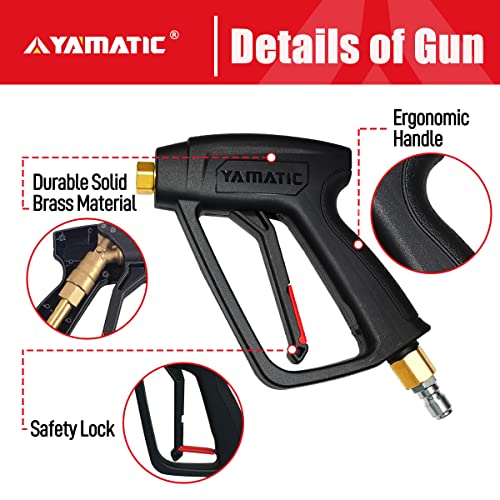 YAMATIC Pressure Washer Gun with 3/8" Swivel Quick Connector & M22-14mm Fitting, Flexible Extension Wand Replacement for Most Power Washer, 40 Inch, 4000 PSI