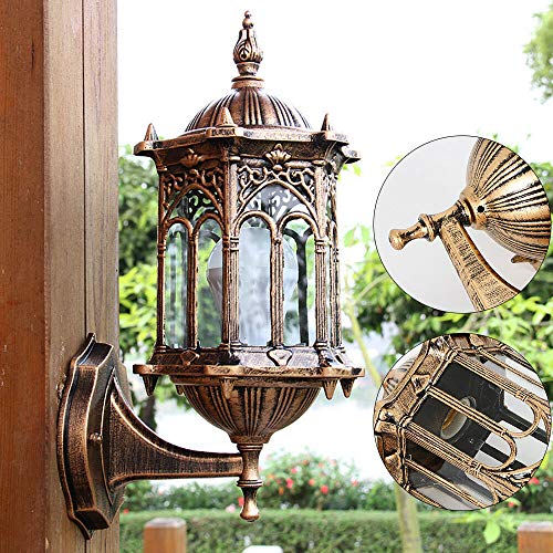 Futchoy Wall Lamp, Retro Wall Lamp Garden Lantern Style Design 34cm/13.4" Outdoor Porch Light for Indoor and Outdoor Use, Suitable for Villa, Porch, Garden Lighting