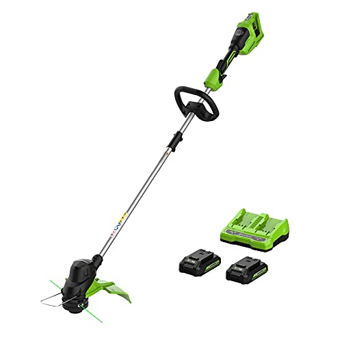 Greenworks 2 x 24V (48V) 15" Cordless String Trimmer, (2) 2.0Ah USB Batteries and Dual Port Rapid Charger Included