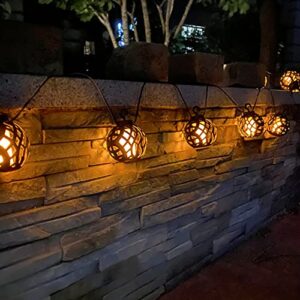 outdoor solar string lights,waterproof hanging solar lights with 8 flickering flame night lights for christmas tree halloween outdoor party garden path yard patio driveway pathway balcony decoration