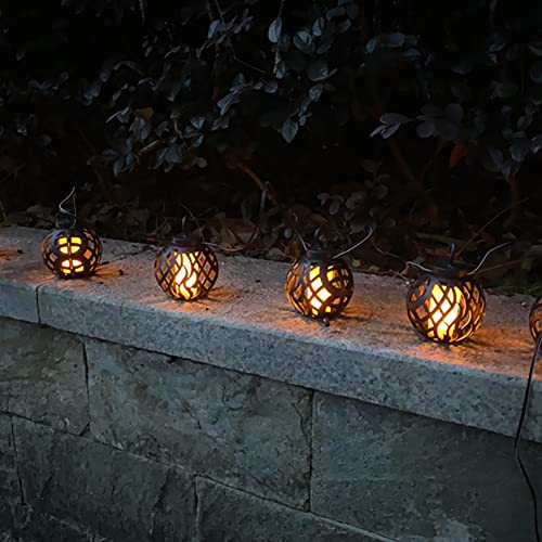 Outdoor Solar String Lights,Waterproof Hanging Solar Lights with 8 Flickering Flame Night Lights for Christmas Tree Halloween Outdoor Party Garden Path Yard Patio Driveway Pathway Balcony Decoration