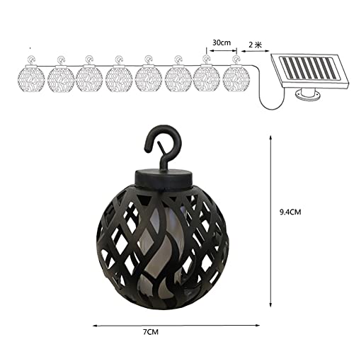 Outdoor Solar String Lights,Waterproof Hanging Solar Lights with 8 Flickering Flame Night Lights for Christmas Tree Halloween Outdoor Party Garden Path Yard Patio Driveway Pathway Balcony Decoration