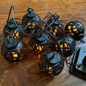 Outdoor Solar String Lights,Waterproof Hanging Solar Lights with 8 Flickering Flame Night Lights for Christmas Tree Halloween Outdoor Party Garden Path Yard Patio Driveway Pathway Balcony Decoration