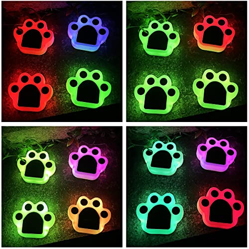 EMINGSKY Solar Light Paw Prints for Ground Path Dog Paw Garden Lights for Walkway Yard Lighting (8 Pack Color Changing Light)