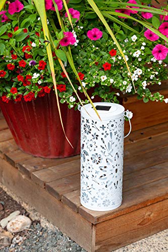 Allsop 32161 Bloom Lantern-White Punched Metal Solar Light