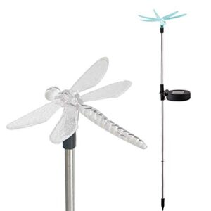 waterproof outdoor solar garden stake light with vivid color charging figurine –dragonfly led garden landscape lawn lamp for flower beds backyards decoration, 1pack