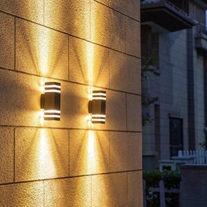 RGZZUP+Malcolm 4 Packs 14W 12inch LED Square Up&Down Wall Lights 4000K Day White Outdoor Wall Light Aluminum Body Waterproof IP65 led Porch Light for House Patio Garage Garden.