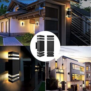 RGZZUP+Malcolm 4 Packs 14W 12inch LED Square Up&Down Wall Lights 4000K Day White Outdoor Wall Light Aluminum Body Waterproof IP65 led Porch Light for House Patio Garage Garden.