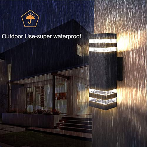 RGZZUP+Malcolm 4 Packs 14W 12inch LED Square Up&Down Wall Lights 4000K Day White Outdoor Wall Light Aluminum Body Waterproof IP65 led Porch Light for House Patio Garage Garden.