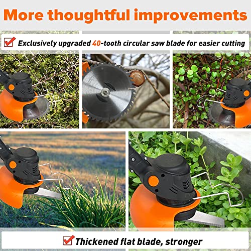 Airbike Brush Cutter Weed Wacker Weed Eater Edger Lawn Tool, for Lawn, Yard, Garden, Shrub Trimming and Pruning w/Battery (Black&Orange Trimmers(21V) + 2 Batteries)