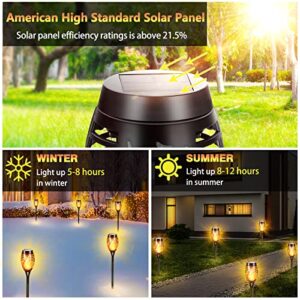 Futuriol Solar Outdoor Lights, 4Pack 12LED Solar Tiki Torches with Flickering Flame for Garden Decor, Mini IP65 Waterproof Solar Powered Landscape Flame Lights for Yard Pathway Patio, Yellow